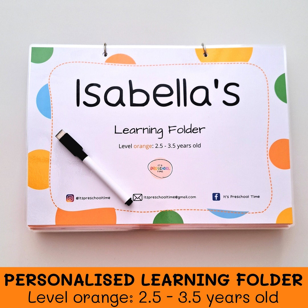 3-year-old LEARNING FOLDER // Preschool Learning File | Personalised ...