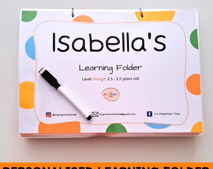 3-year-old LEARNING FOLDER // Preschool Learning File | Personalised ...