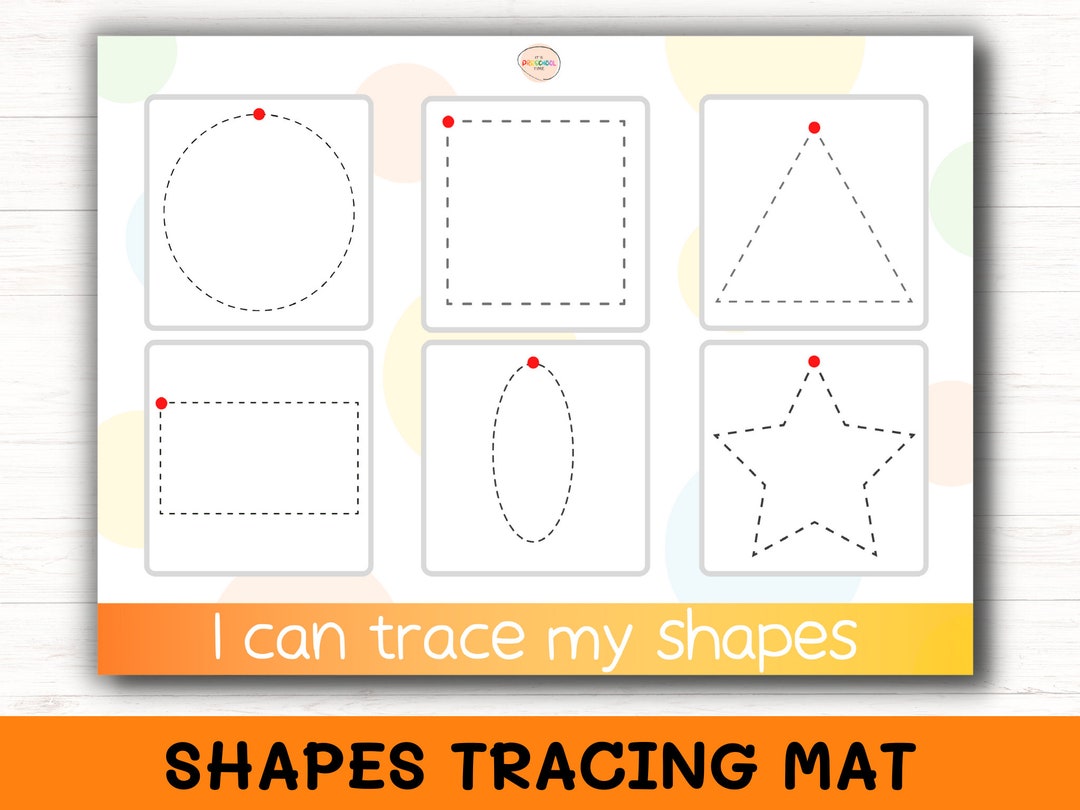 TRACING SHAPES Learning Mat Shapes Tracing Sheet Wipe - Etsy UK