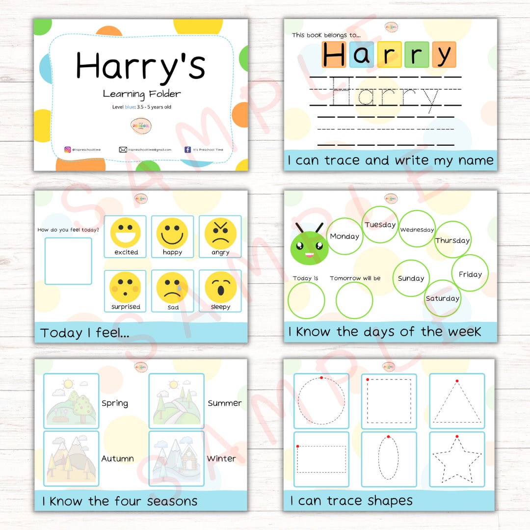 PRESCHOOL LEARNING FOLDER // Personalised Learning File for 4 - Etsy UK