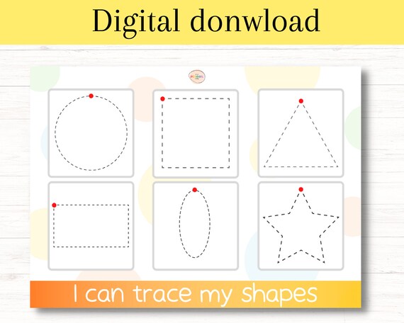 Tracing Shapes Learning Mat Shapes Handwriting Practice | Etsy