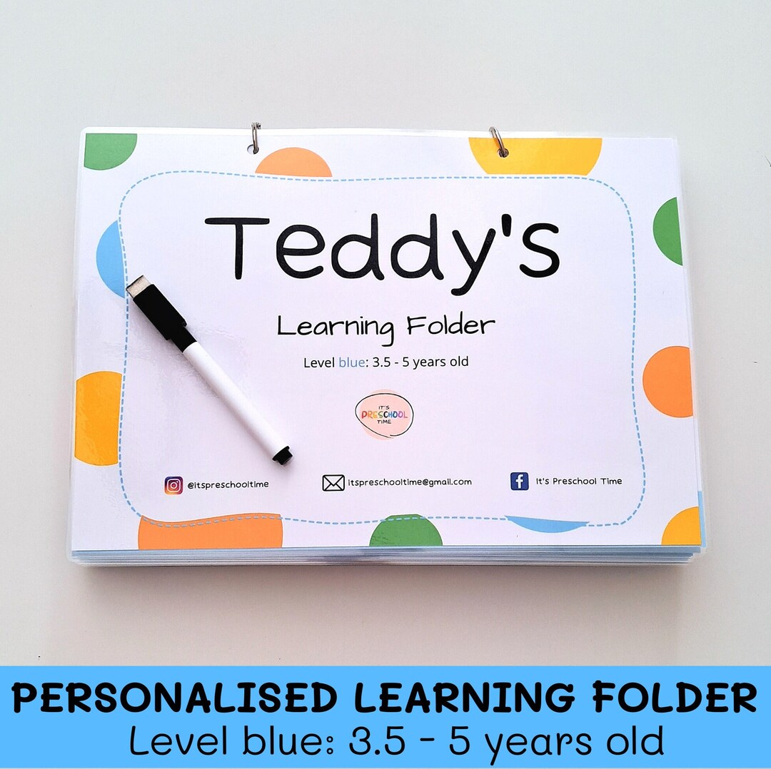 PRESCHOOL LEARNING FOLDER // Personalised Learning File 4 Years Old ...