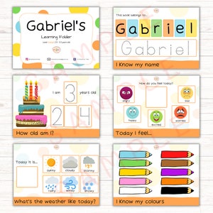 3-year-old LEARNING FOLDER // Preschool Learning File | Personalised ...