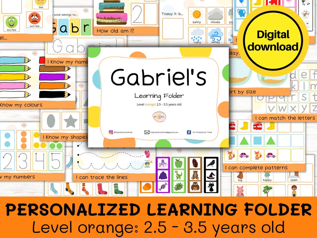 PRINTABLE Preschool Learning Folder | Personalized Learning File | Busy ...