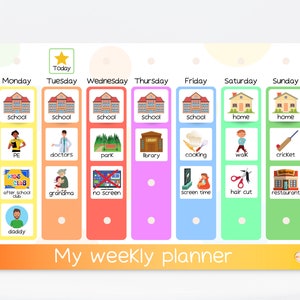 SAVE WITH BUNDLE Routine Chart & Calendar for Kids // Weekly Planner ...