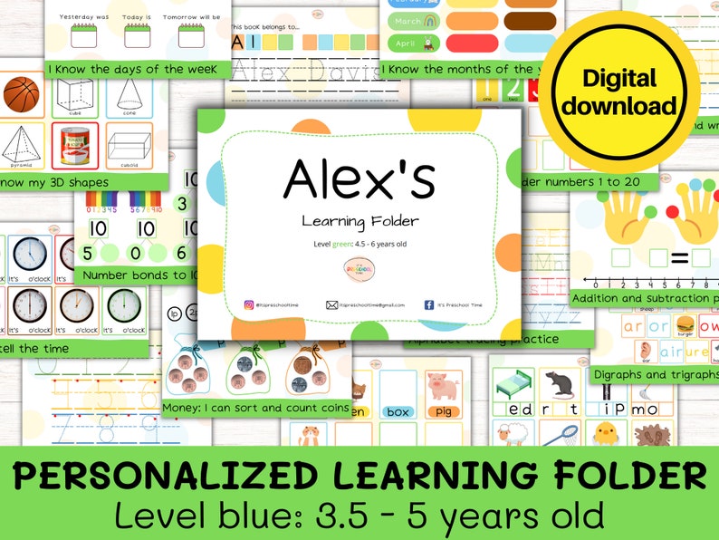 PRINTABLE Reception Learning Folder Personalized Learning - Etsy