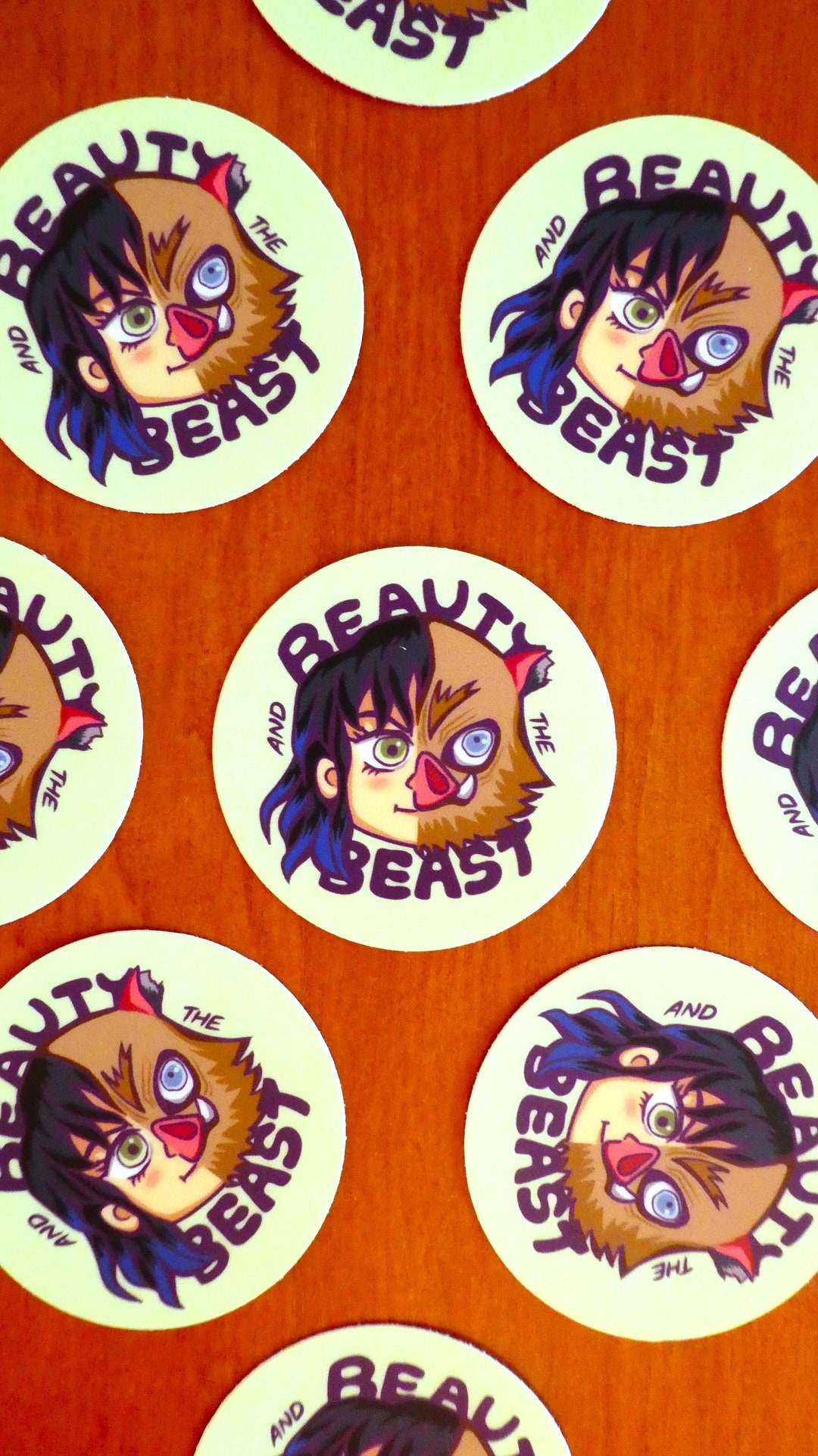 Inosuke Beauty and the Beast Circle Sticker - Etsy