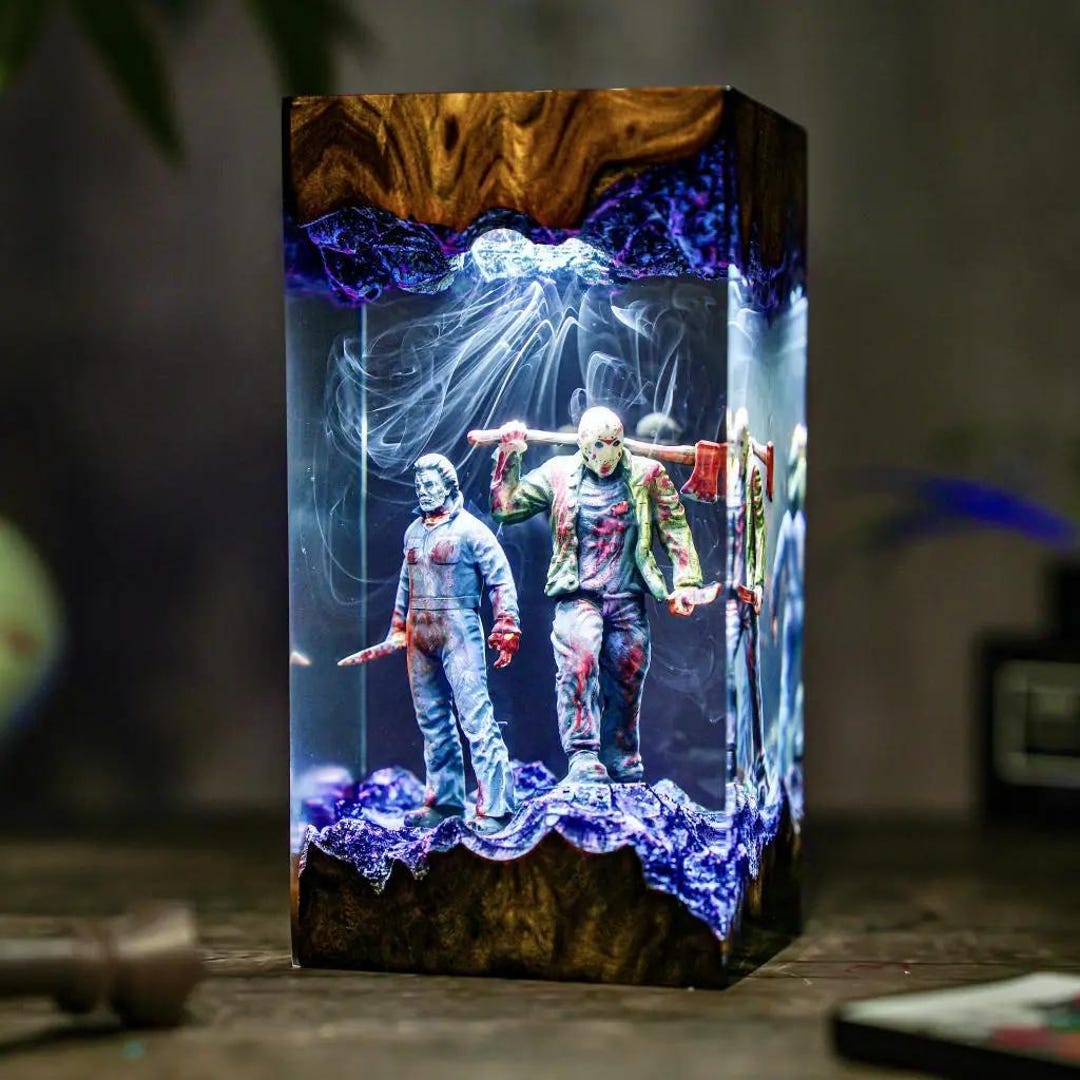 Michael & Jason Halloween Resin Lamp, Handmade LED Table Lamp ...