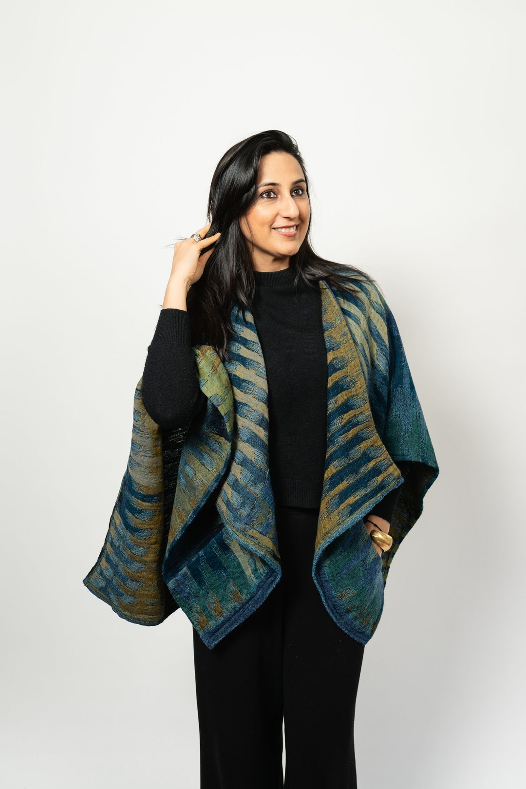 Handmade Reversible BOILED MERINO Wool Poncho/cape/wrap in Shades of ...