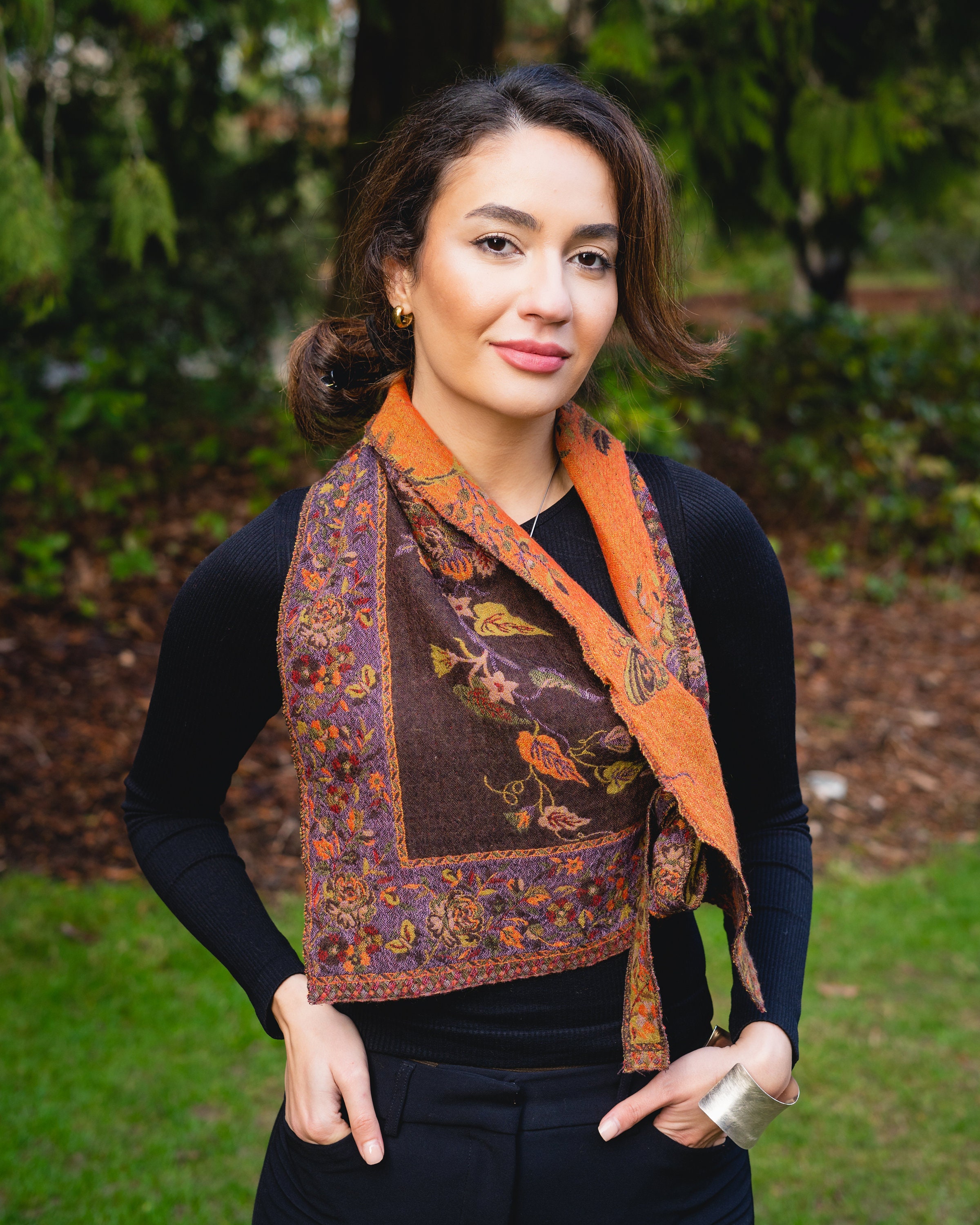 100% Pure Boiled MERINO WOOL Reversible Scarf in Autumn colors,soft ...