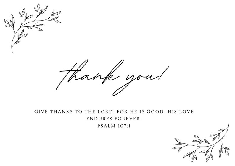 Bible Verse Thank You Card 7 X 5 - Etsy