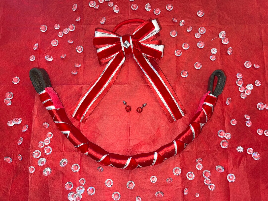 Red Pony Showing Browband With Matching Hair Bow and Stud Earrings. - Etsy