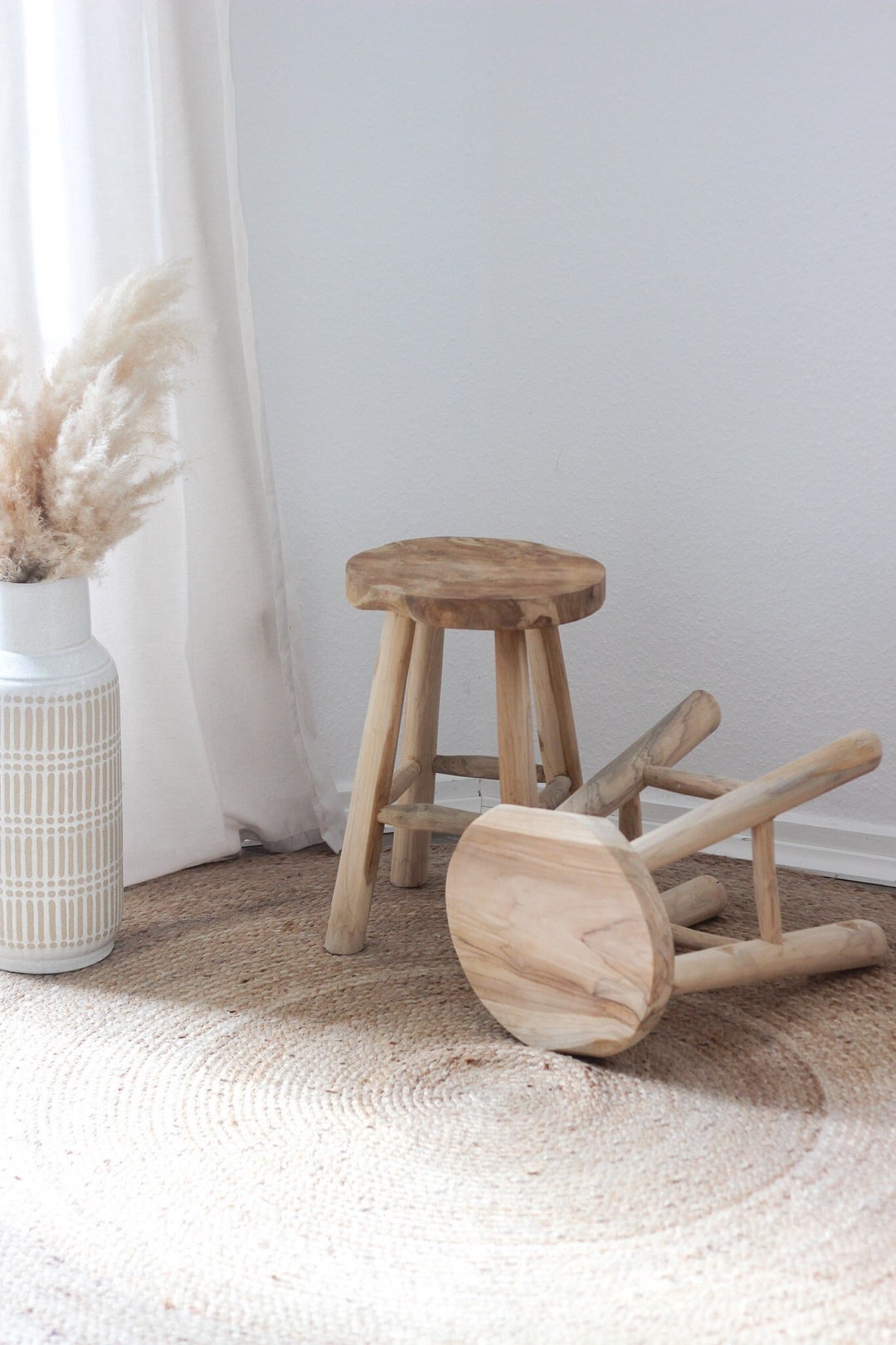 Wooden Stool / Side Table / Plant Stool / Teak Stool / Round - Etsy