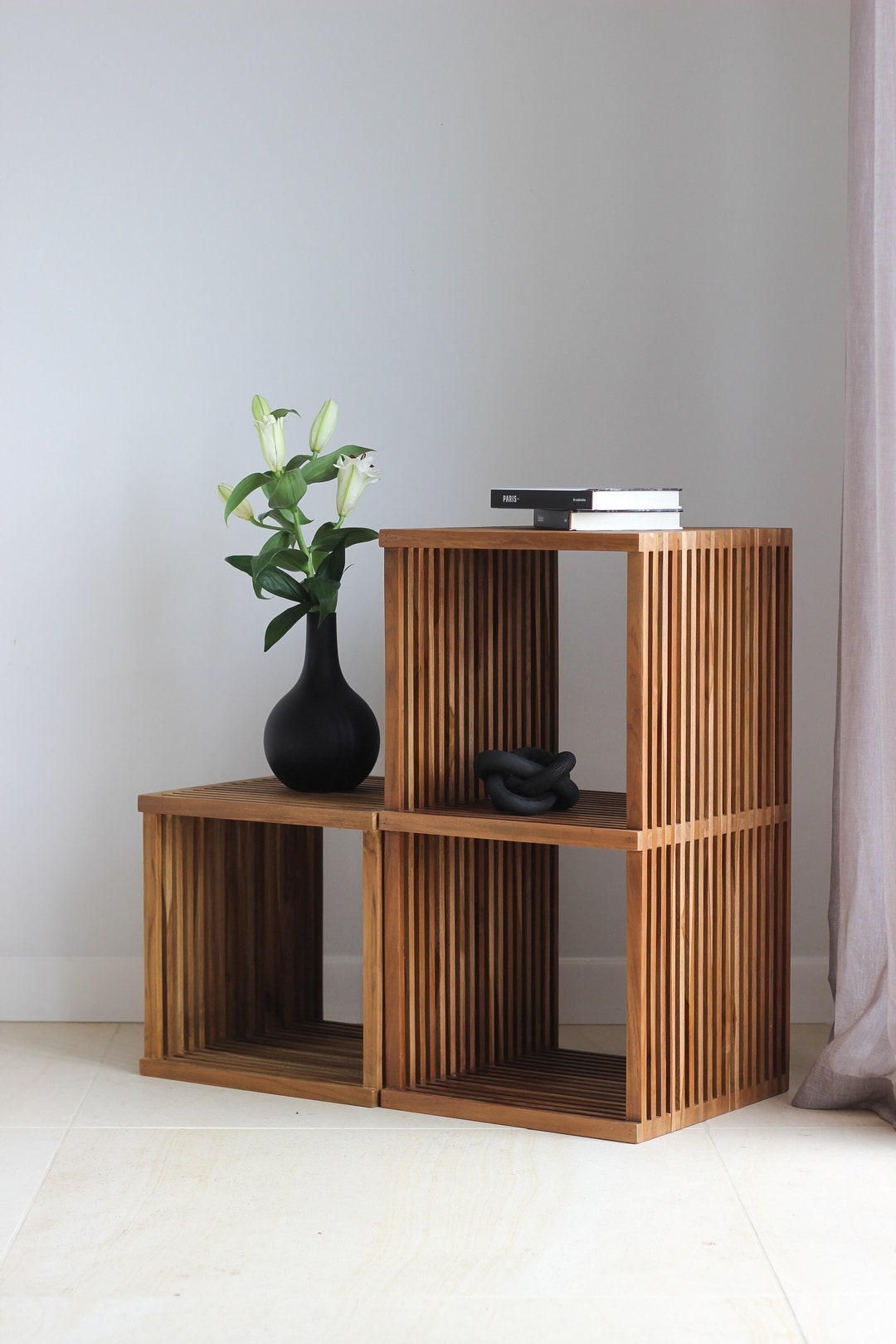 Cube Shelf Solid Wood / Cube Acacia Wood / Wall Shelf - Etsy UK