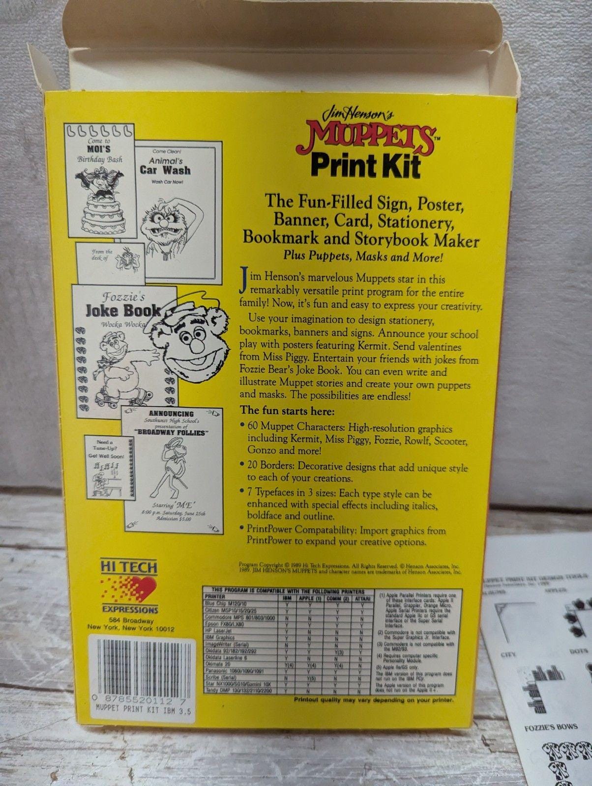 Jim Henson's Muppet Print Kit, Commodore 64 / 128, IBM, Tandy, Disk, Hi ...