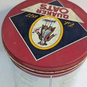 Quaker Oats Red & Blue Advertising Metal Tin 1992 Marked 7 in X 16 1/2 ...