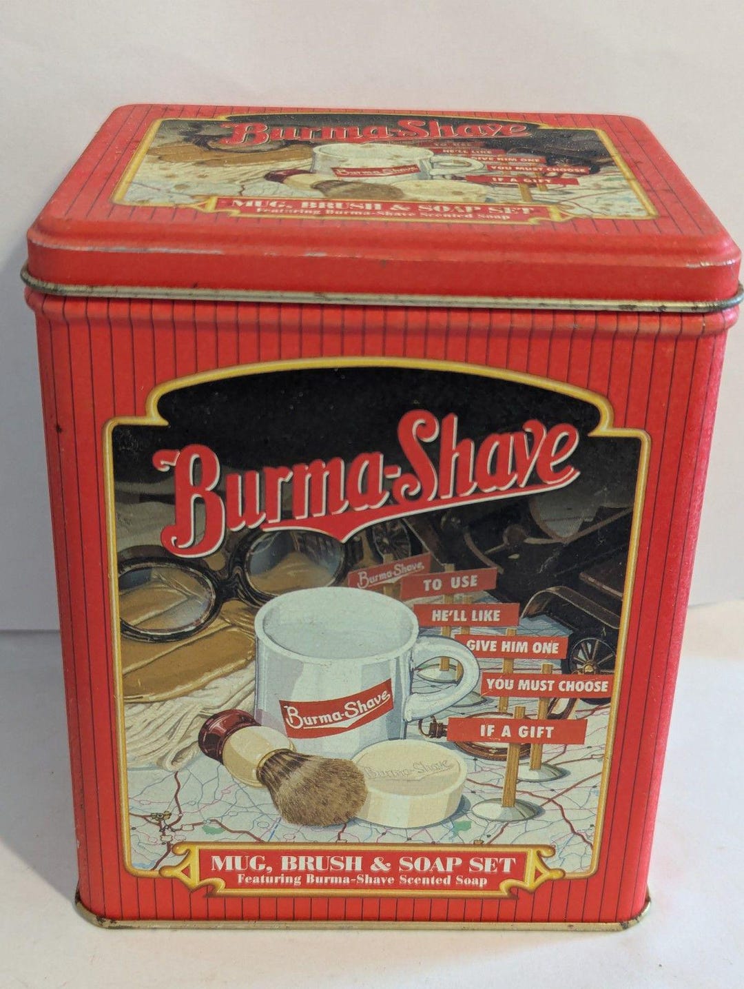 Mens Burma Shave Set Mug & Soap Collectible Shaving With Tin Box NO ...