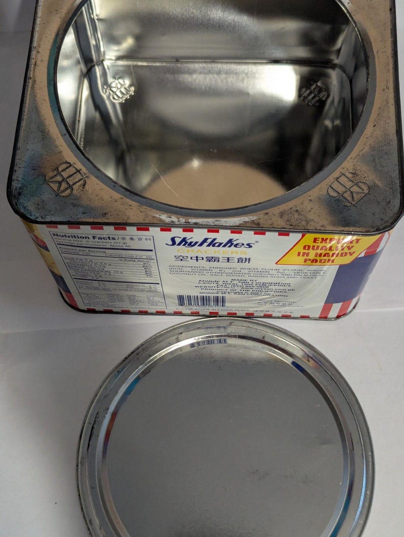 Vintage M. Y. Sam Metal Skyflakes Crackers Advertising Tin - 2001 Date ...