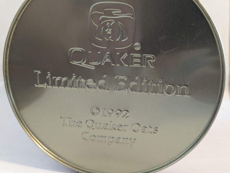 Quaker Oats Red & Blue Advertising Metal Tin 1992 Marked 7 in X 16 1/2 ...