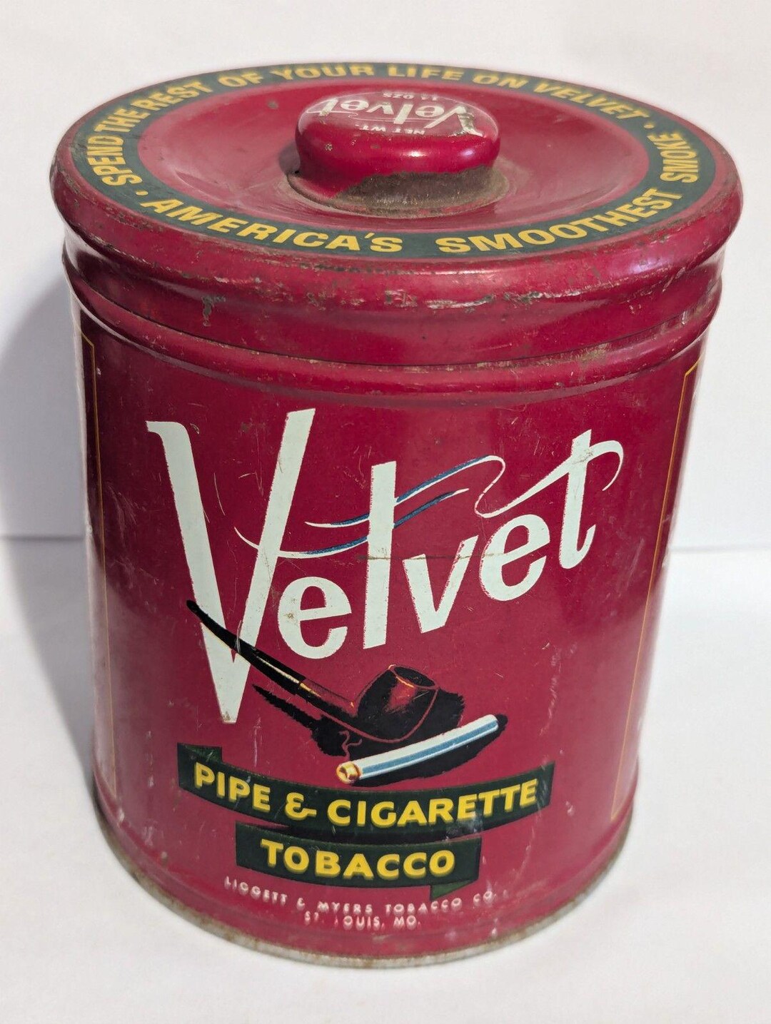 Vintage Velvet Pipe and Tobacco Tin Good Condition - Etsy