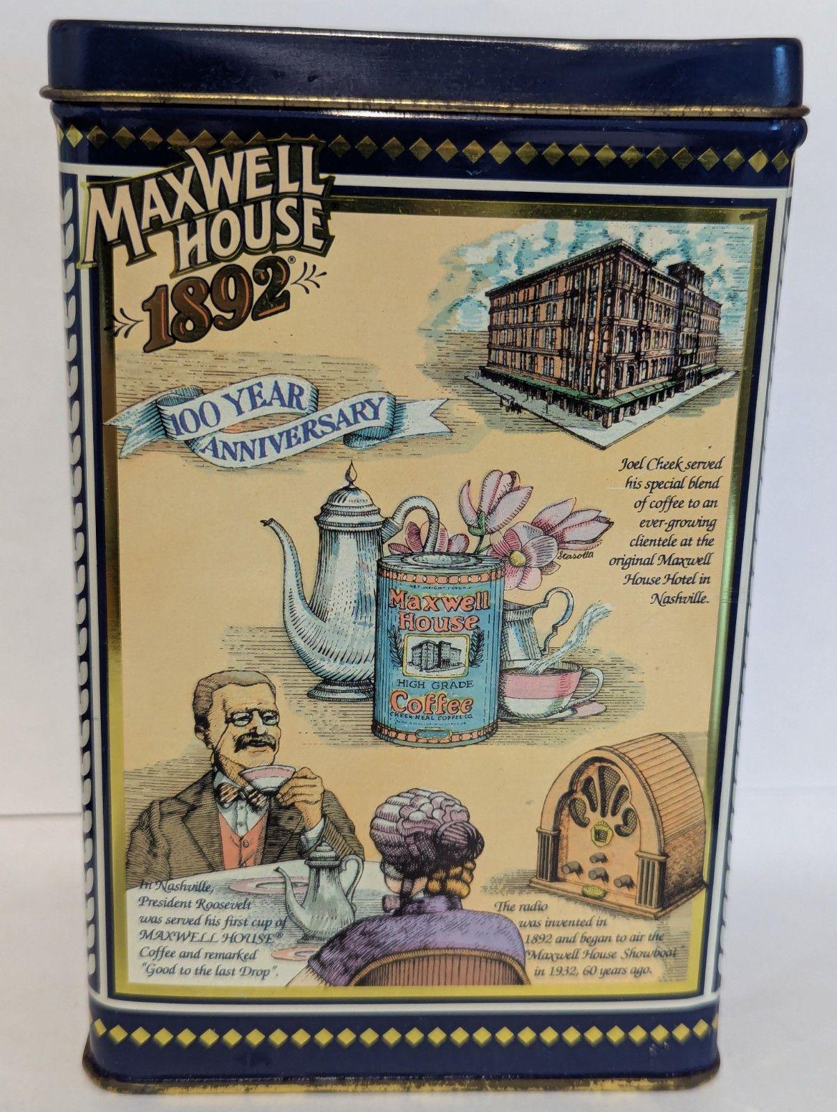 Maxwell House 1892 100 Year Anniversary Tin Can Storage Slow Roast ...