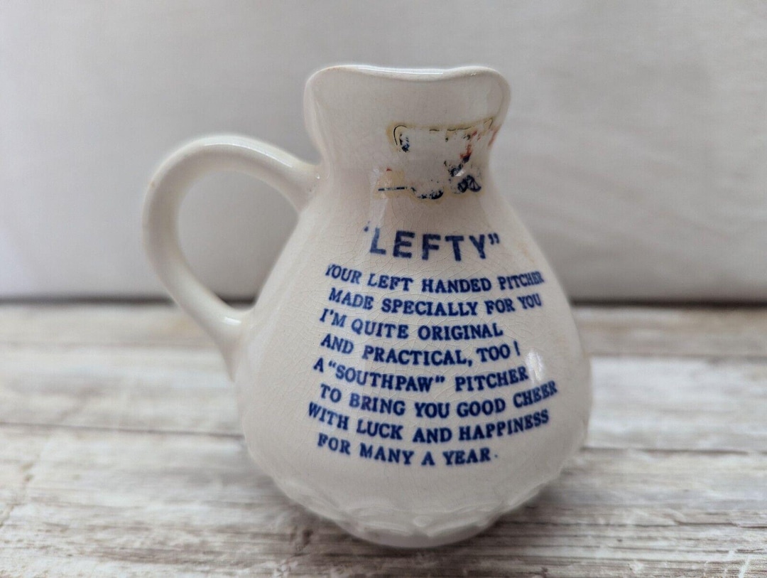 Antique Lefty Pitcher Blue & White 4" Southpaw Pitcher Japan - Etsy