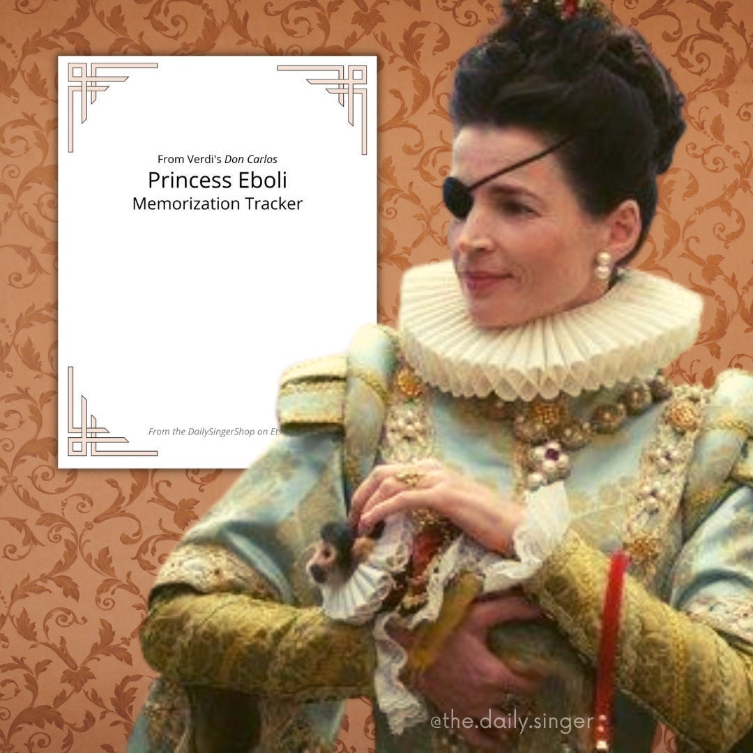 Princess Eboli Memorization Tracker From Verdi's Don Carlos Acts Scenes ...