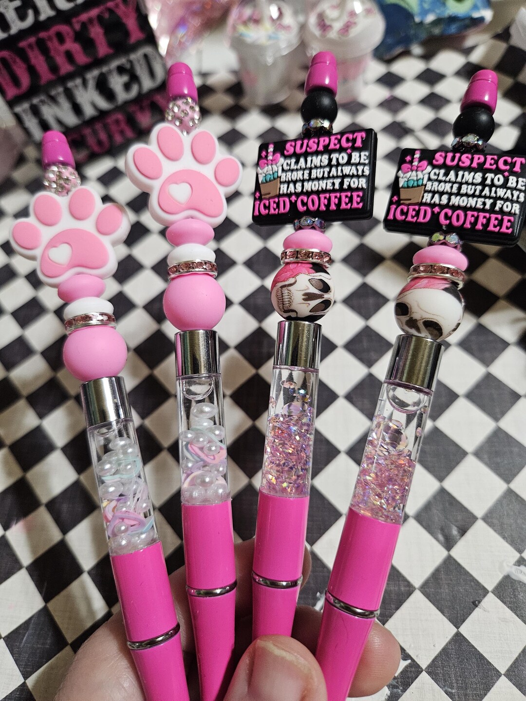 Beaded Glittery & Sparkle Snow Globe Pens With Fun Focals and Designs ...
