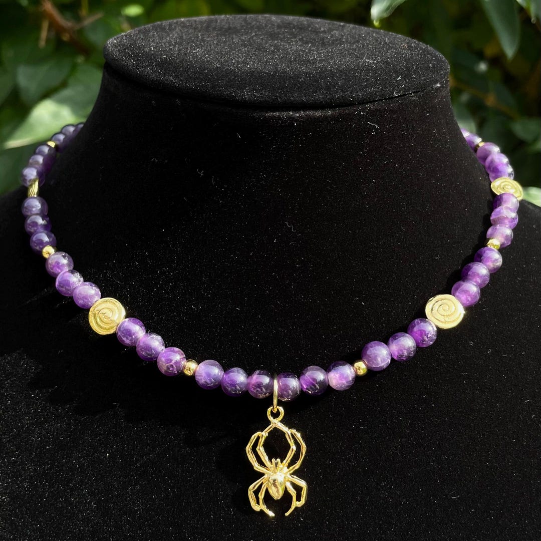 Amethyst Spider Necklace - Etsy