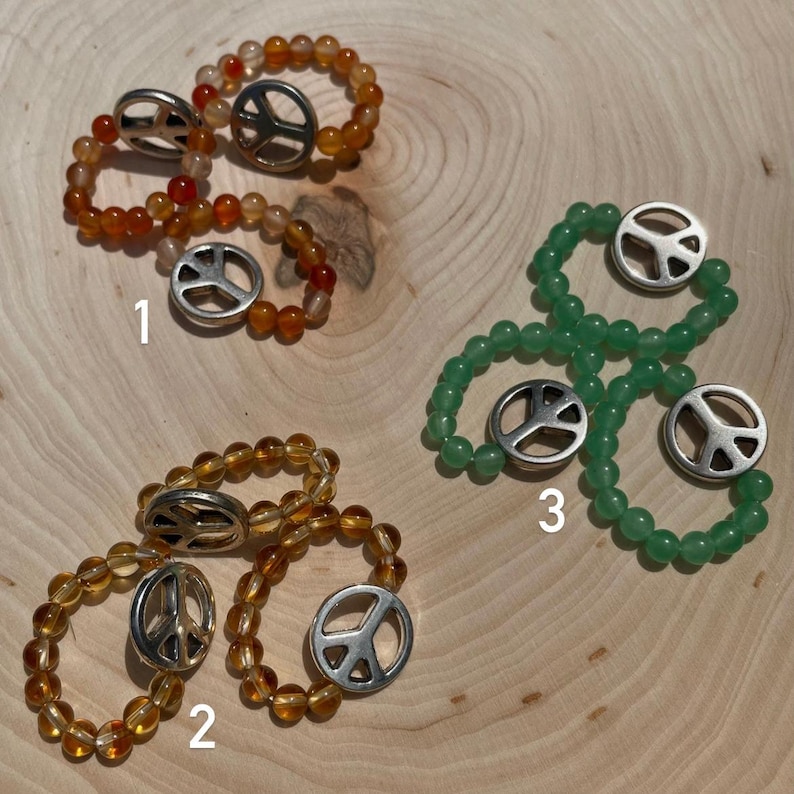 Crystal Peace Sign Rings - Etsy