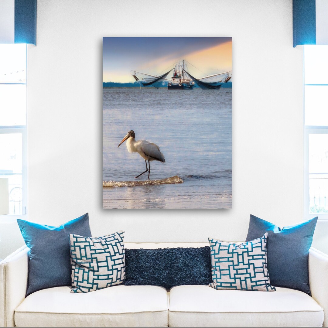 Wood Stork & Shrimp Boat on Jekyll Island, Goergia - Etsy