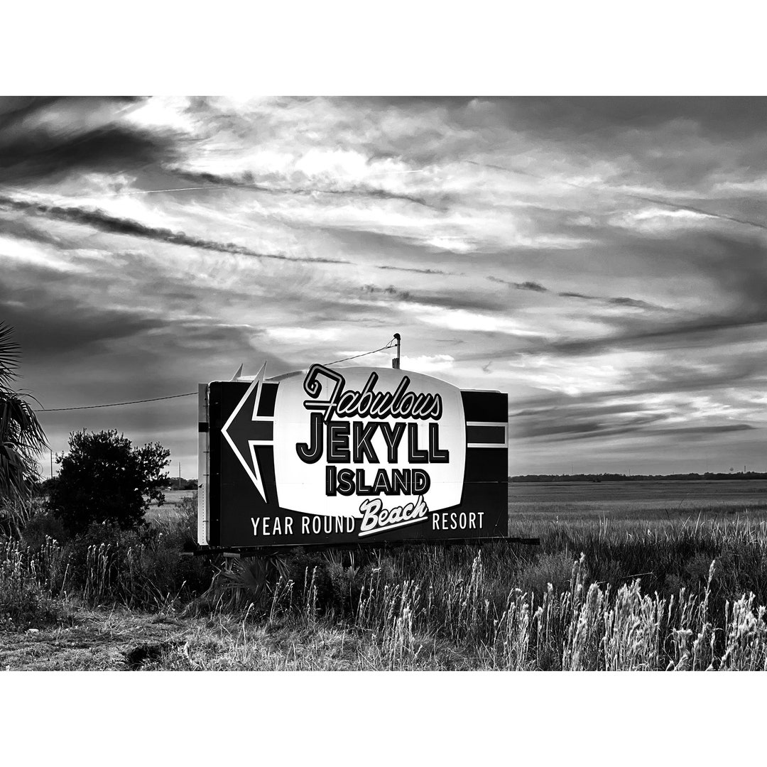 Jekyll Island Sign at Sunset, Brunswick, Georgia - Black & White - Etsy