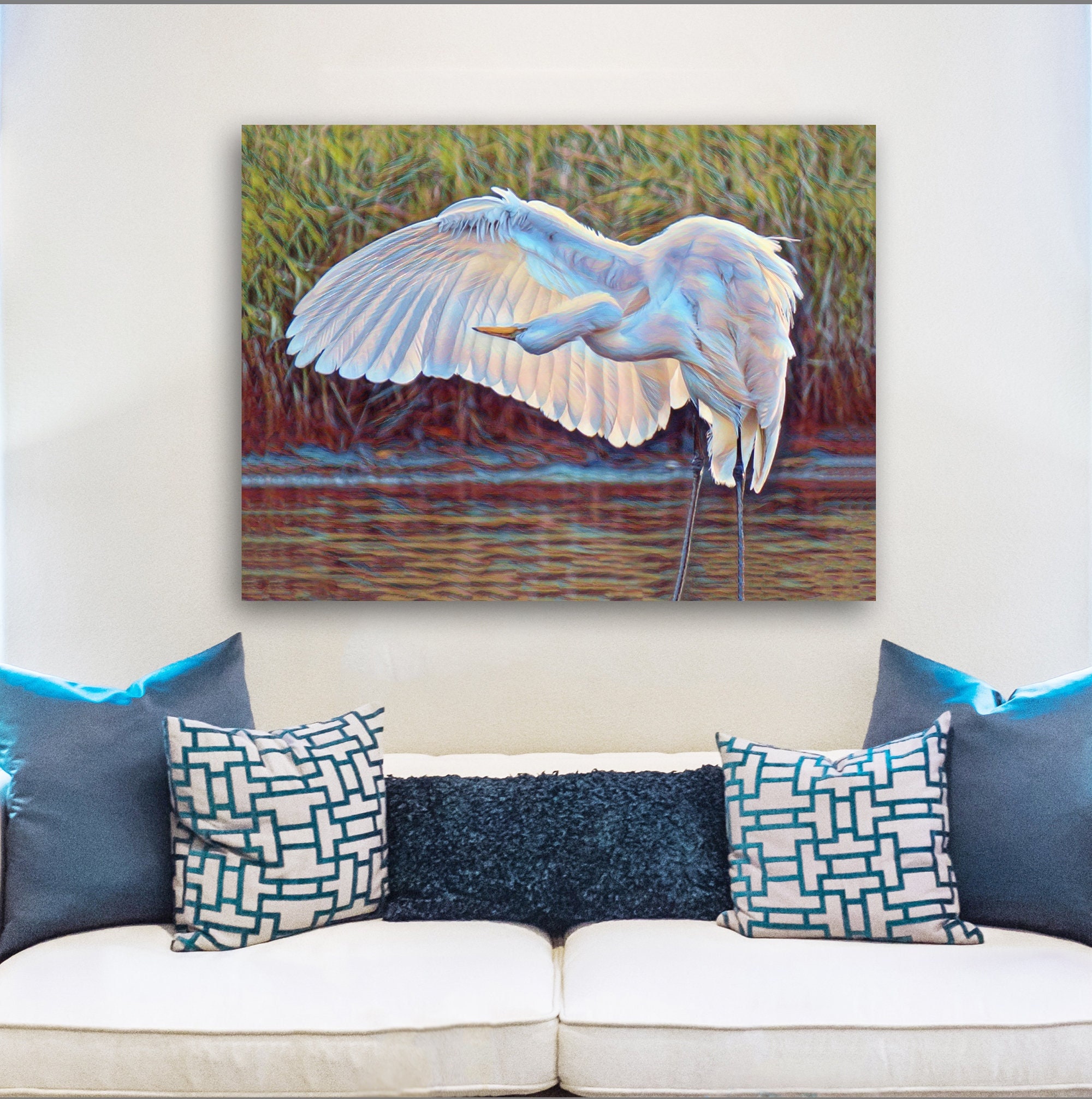 Great Egret Rainbow Illustration ~ Coastal Georgia - Etsy
