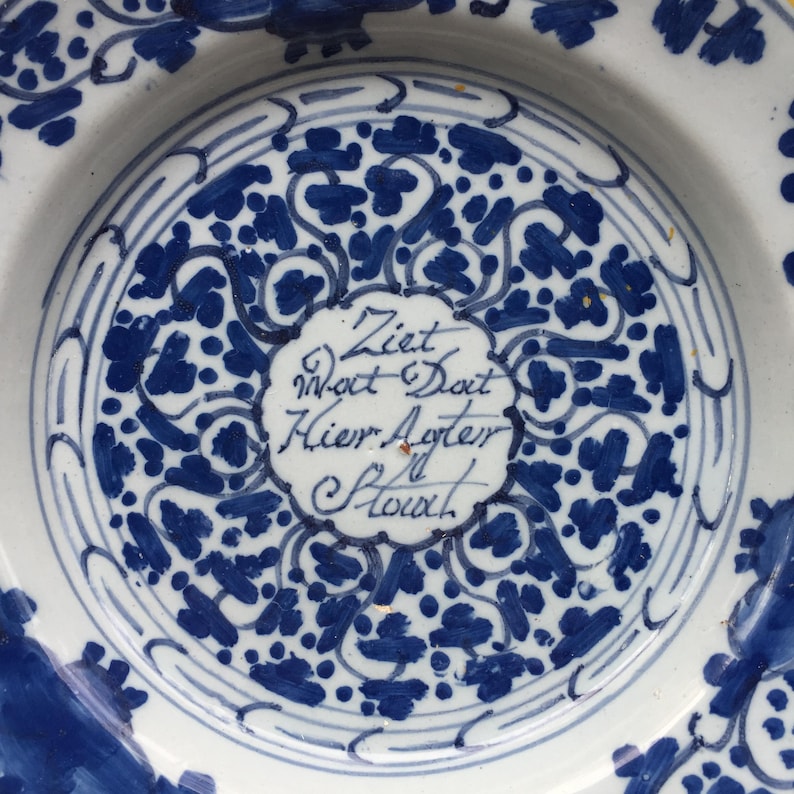 Antique 18th Century Dutch Delft Plate With Saying - Etsy