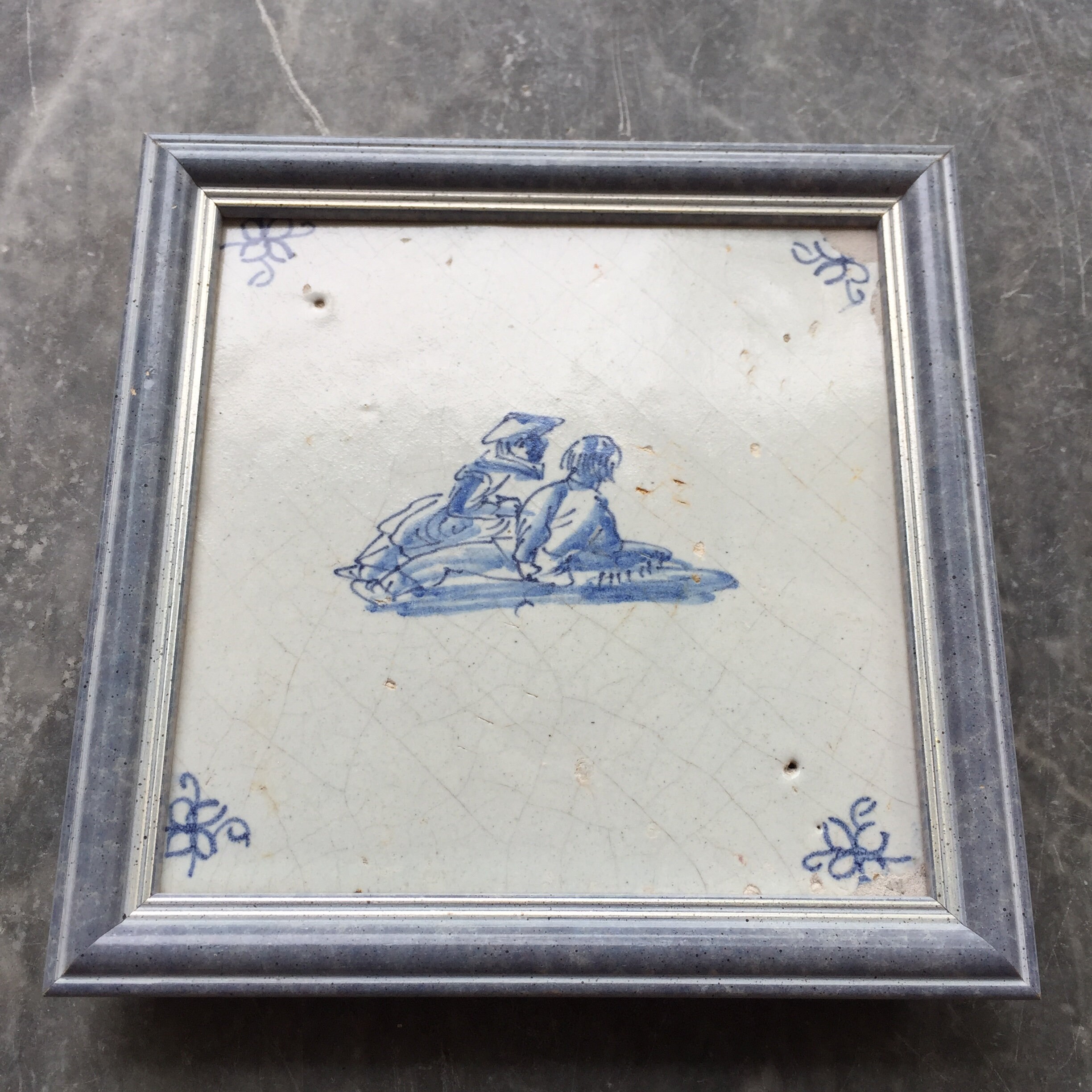 Antique 17th Century Dutch Delft Tile With Lovers - Etsy