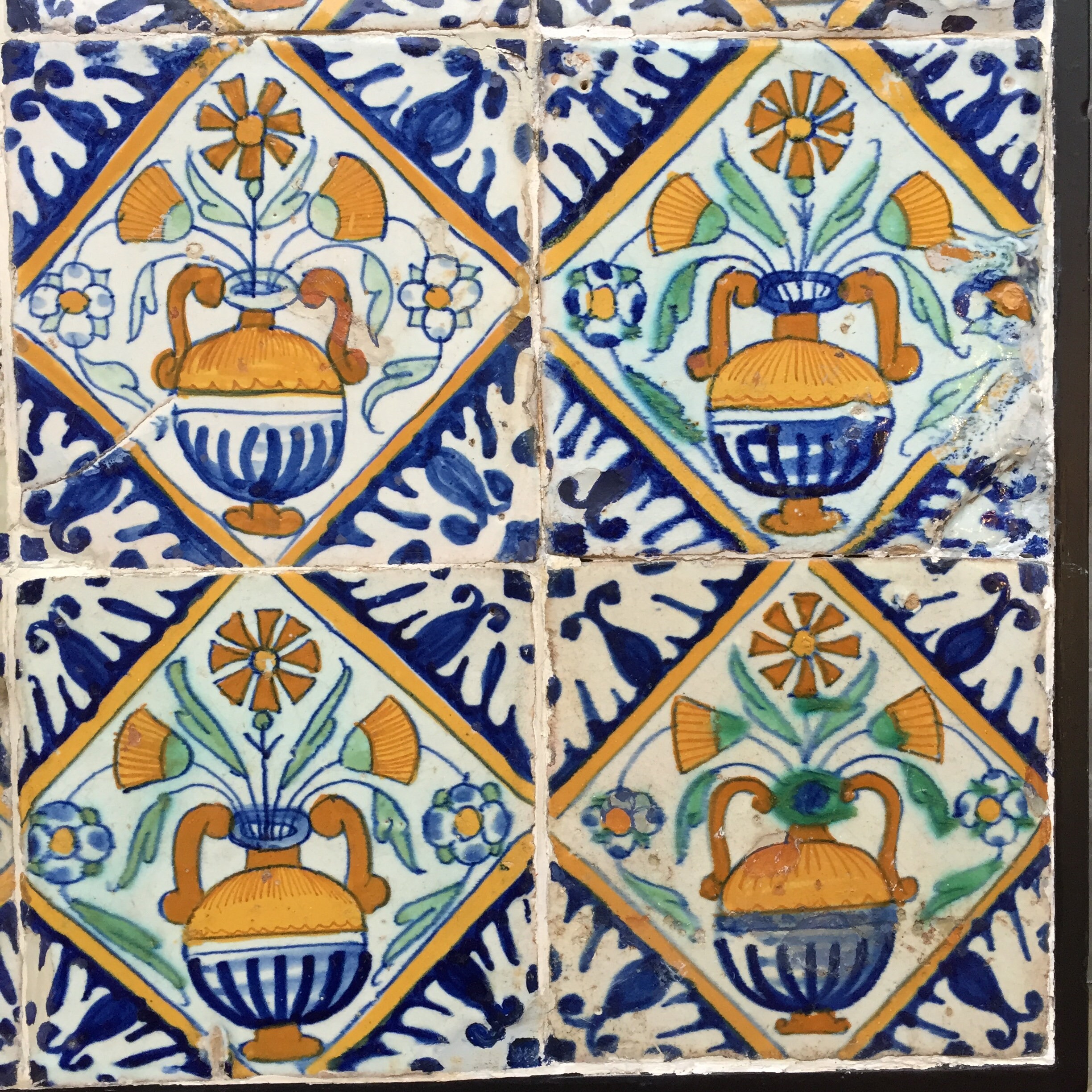 Set of 9 Antique Dutch Delft Tiles With Flower Vases - Etsy