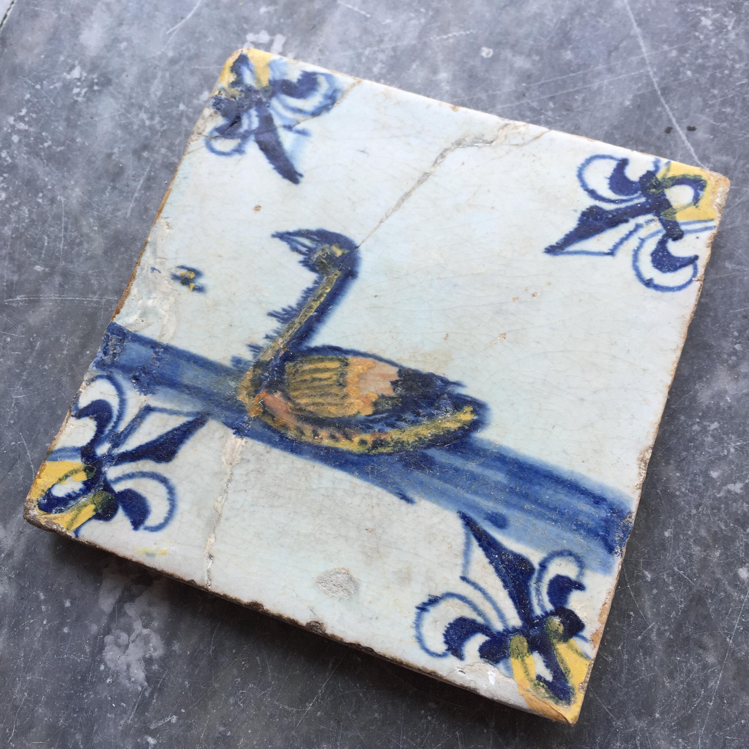 Rare Antique 17th Century Dutch Delft Tile Swan - Etsy