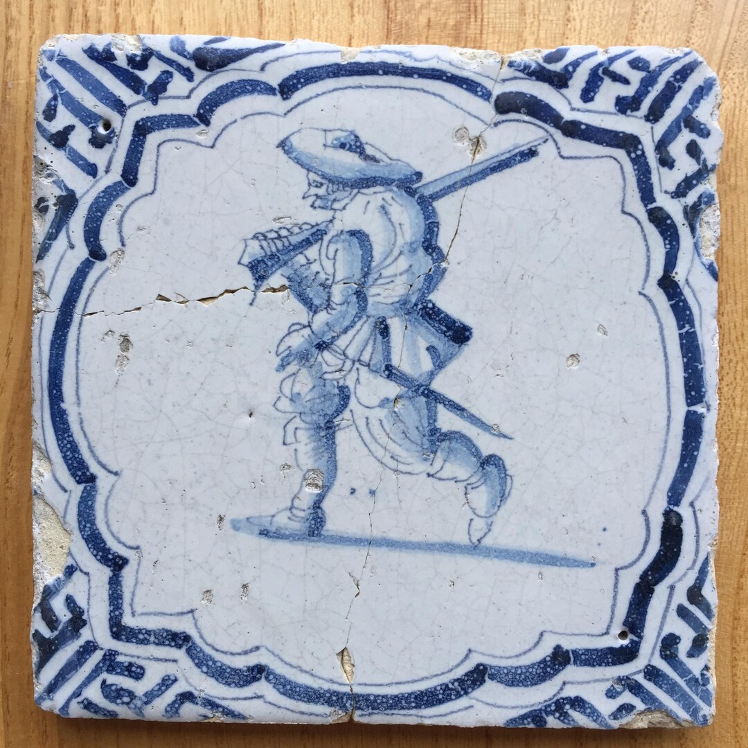 Antique 17th Century Blue and White Dutch Delft Tile With a Soldier - Etsy