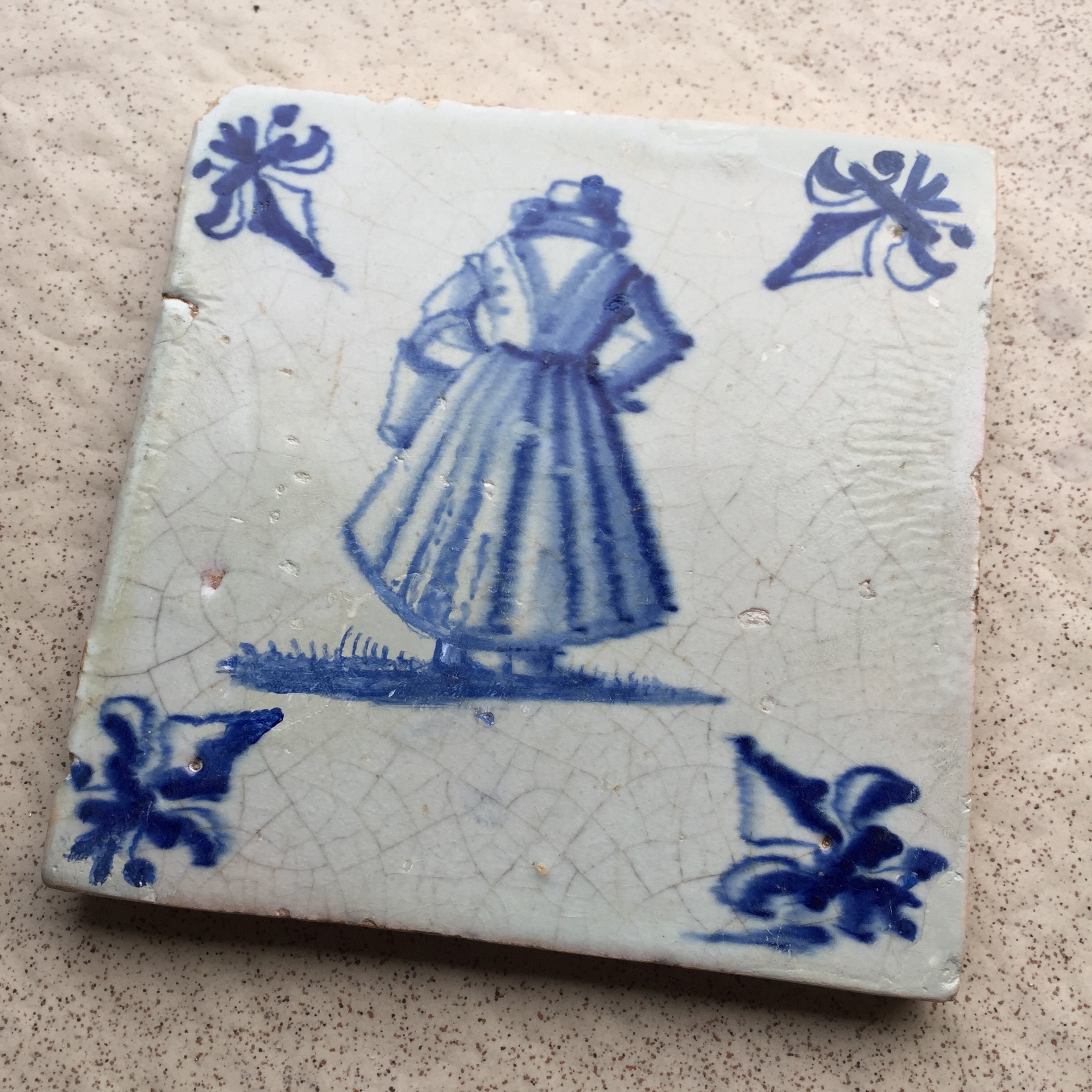 Antique 17th Century Dutch Delft Tile With Maid - Etsy