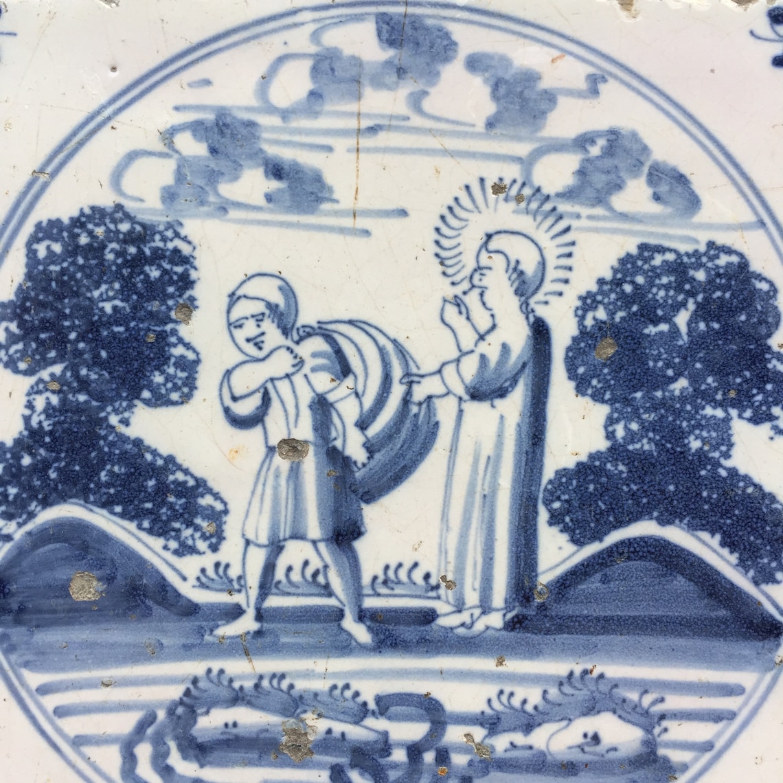 Antique Dutch Delft Tile With Biblical Scene - Etsy