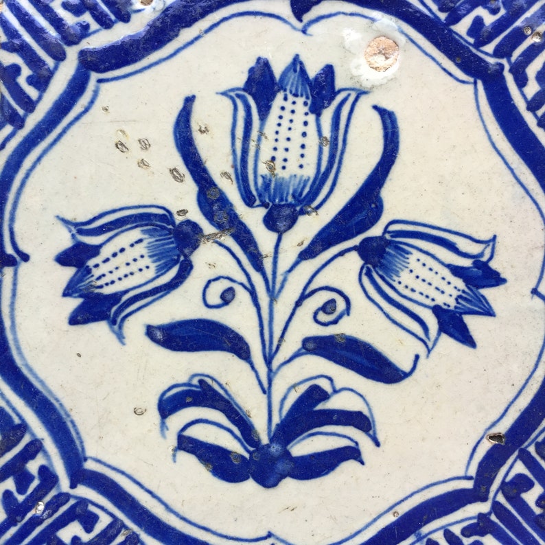 Antique Dutch Delft Tile With Decoration of Tulips - Etsy