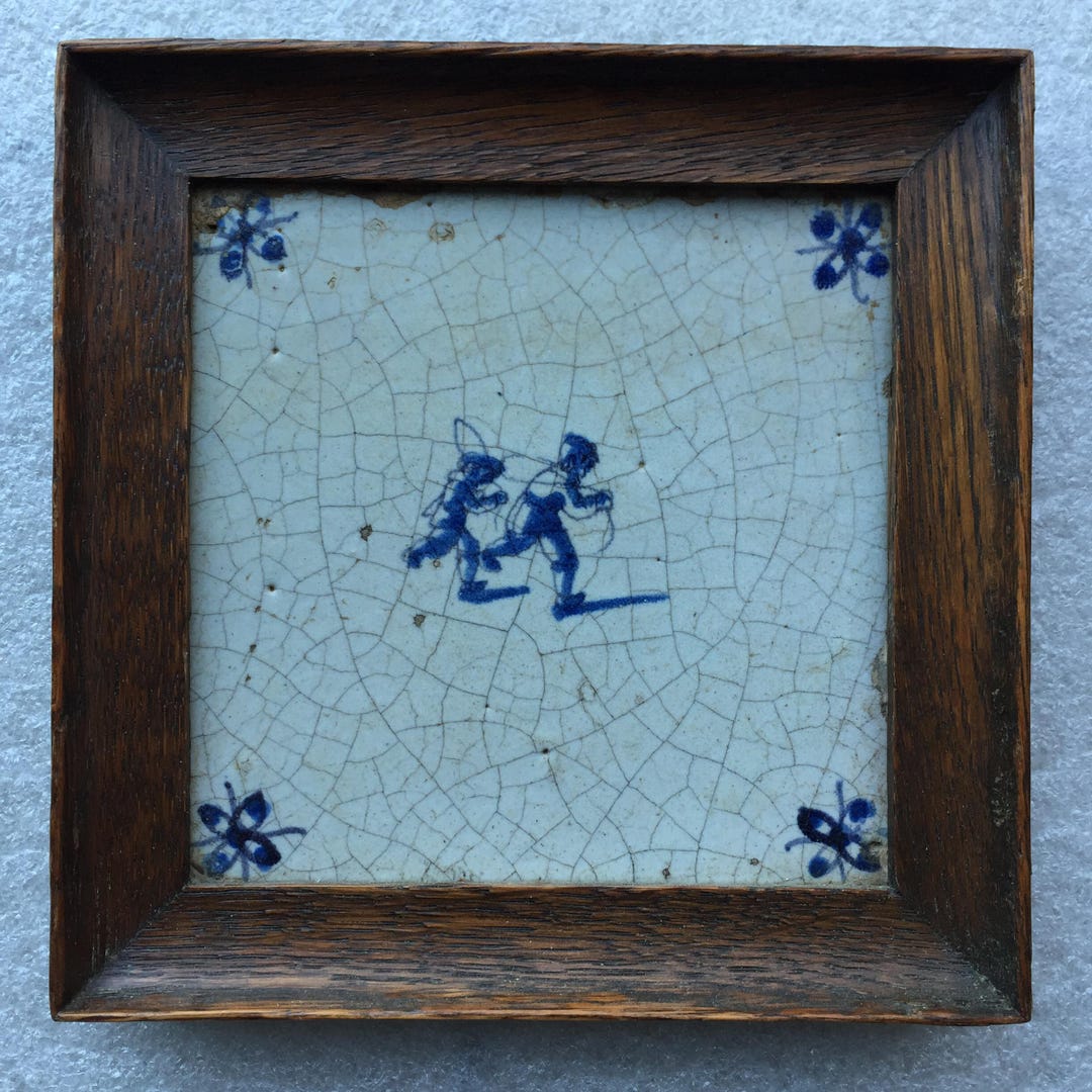 Antique 17th Century Dutch Delft Tile With Children Skipping Rope. - Etsy