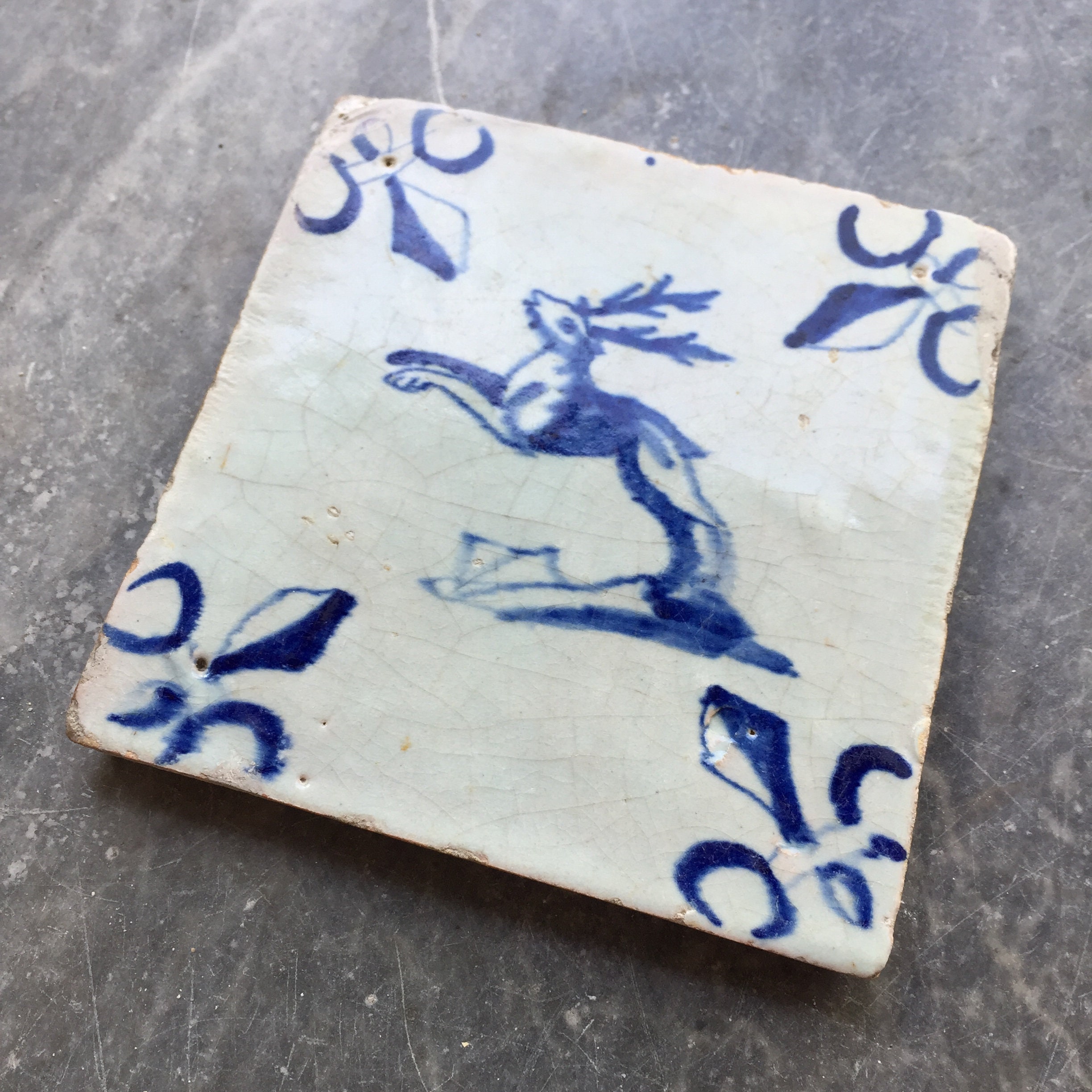 Antique 17th Century Dutch Delft Tile With a Stag - Etsy