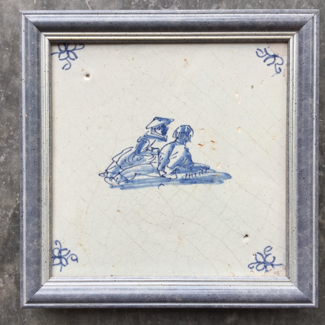Antique 17th Century Dutch Delft Tile With Lovers - Etsy