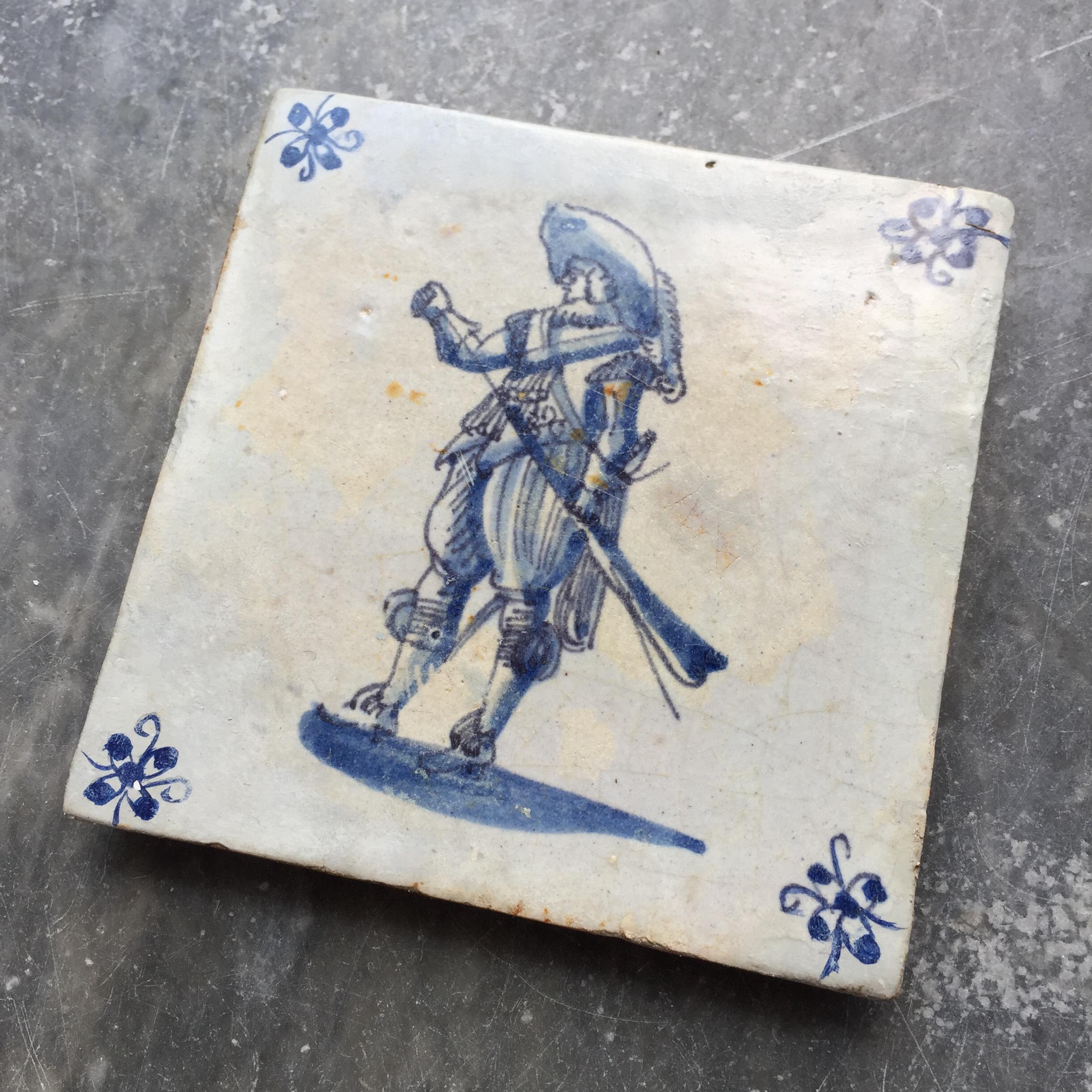 Antique 17th Century Dutch Delft Tile With Musketeer - Etsy