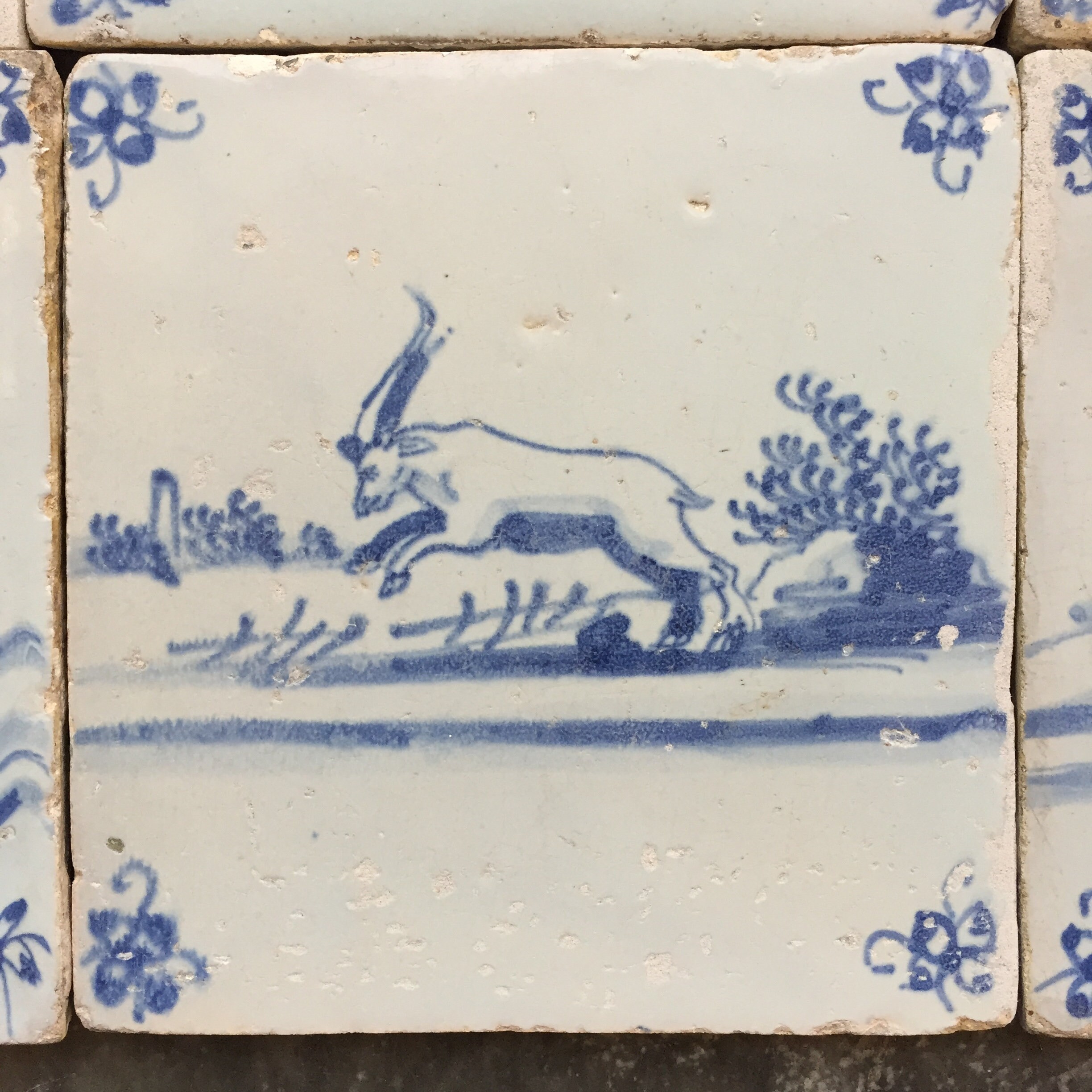 A Rare Set of 6 Antique Dutch Delft Tiles With Animals - Etsy