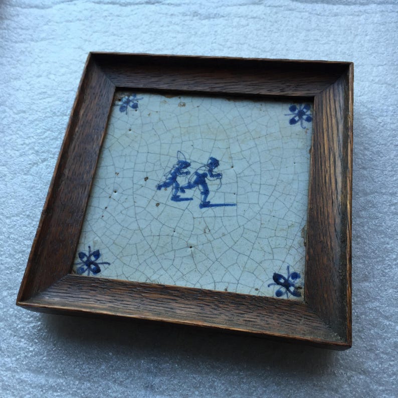 Antique 17th Century Dutch Delft Tile With Children Skipping Rope ...