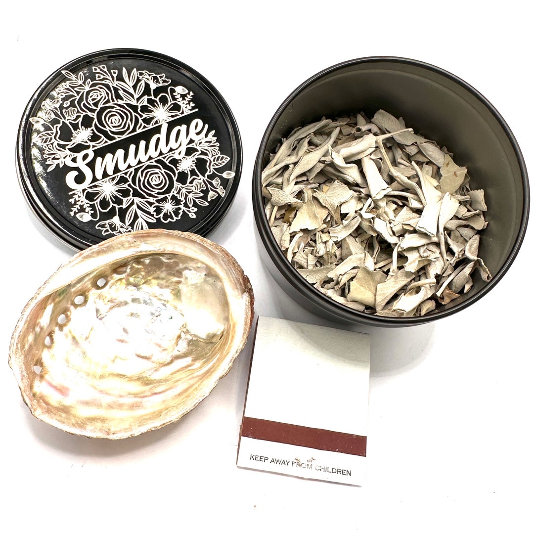 Personal Travel Smudge Tin With Abalone Shell and Sage, Matches ...
