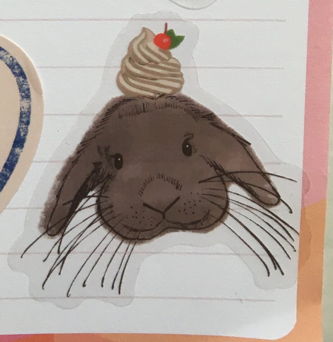 Dessert Bun Bunny Vinyl Sticker - Etsy