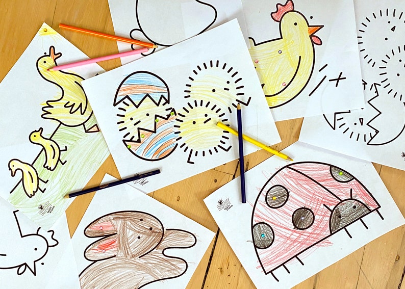 Riot's Easy Printable Coloring Pages - Spring Bundle - Five Pages - Etsy